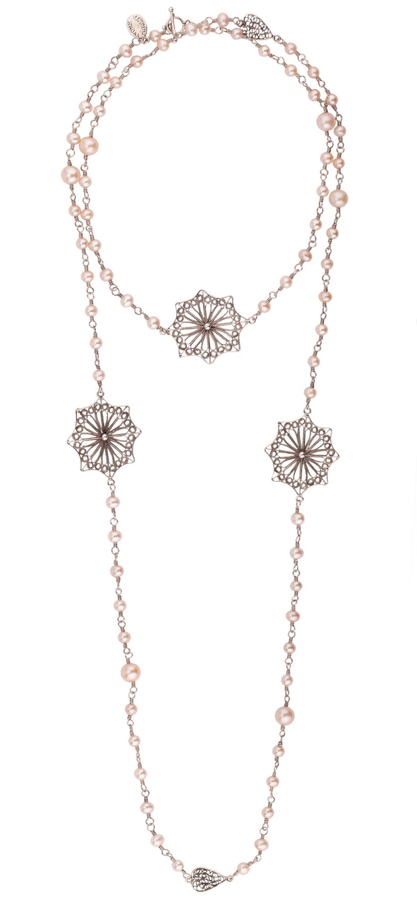 Hilma Collection Necklace - Pink Pearl - Yvone Christa